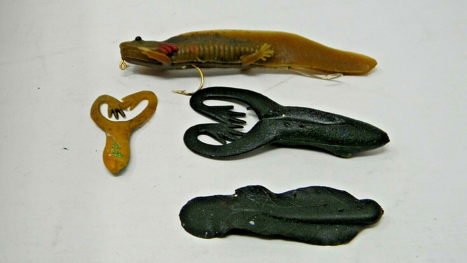 Soft Plastic Lures - 4- 2 Frog, Leach and Lizard - Vintage | eBay