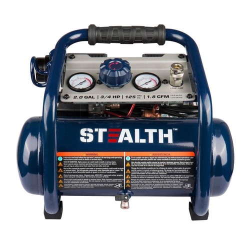 Stealth Portable Air Compressor 2Gal. 125PSI Oil Less Electric Corded ...