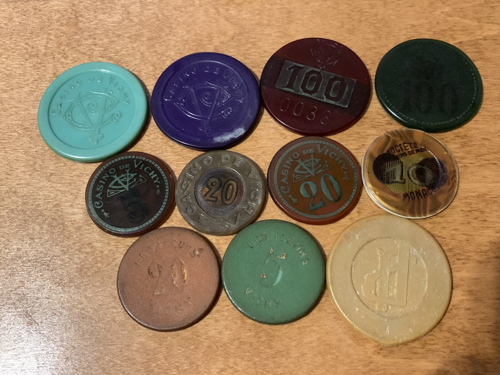 Lot of 11 - Vintage French Jetons - Most Circa 1920s Casino Vichy ...
