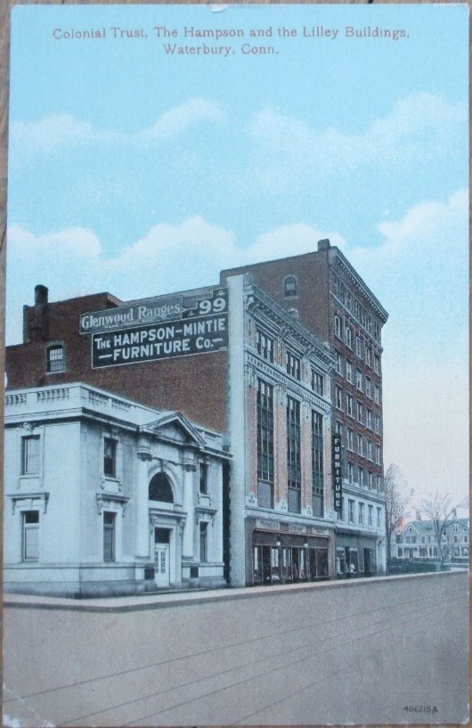 Waterbury, CT 1910 Postcard: Colonial Trust Bank, Hampson & Lilley ...