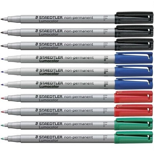 10 x Staedtler 316 Lumocolor Non-Permanent Pen 0.6mm Fine Black/Blue ...