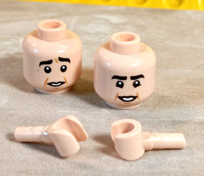 LEGO Groom Head Dad Light Nougat Flesh FREE HANDS Two Sided Dual Faces ...