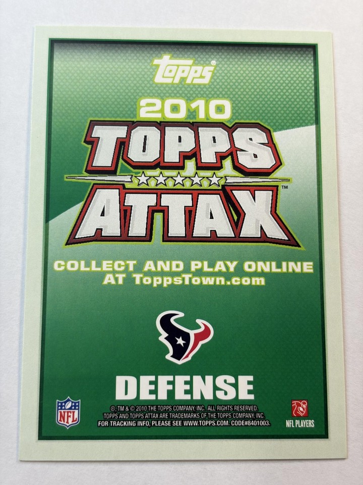 2010 Topps Attax DeMeco Ryans Houston Texans NFL Football Defense Card ...