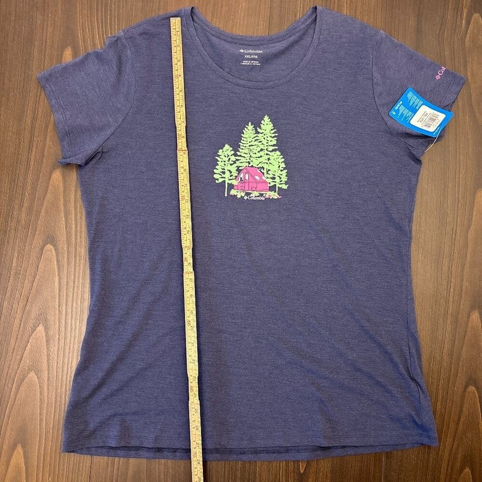 Columbia Daisy Days Graphic Tee Women's XXL Navy Blue Camping T-Shirt ...