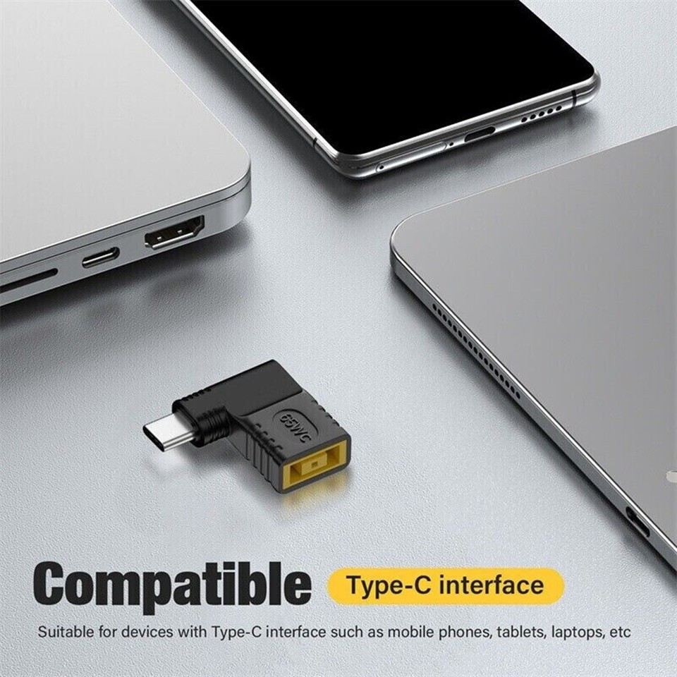 Elbow 65W USB C Type C To Power Charger Adapter Square Converter Kit ...