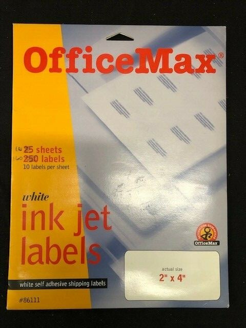 Office Max 86111 White Ink Jet ADDRESS shipping LABELS 2" x 4" (160 ...
