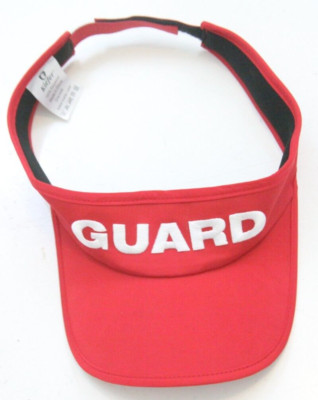 Kiefer Red White Polyester Strap Back Lifeguard Visor Hat Adult One ...