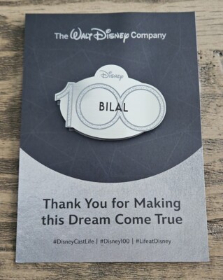 Disney 100 Anniversary Cast Member Name Tag Badge Silver Shinny Brand ...
