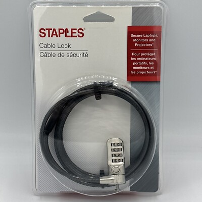 Staples Combination 6.5 Feet Cable Lock And Base Plate Laptop And ...