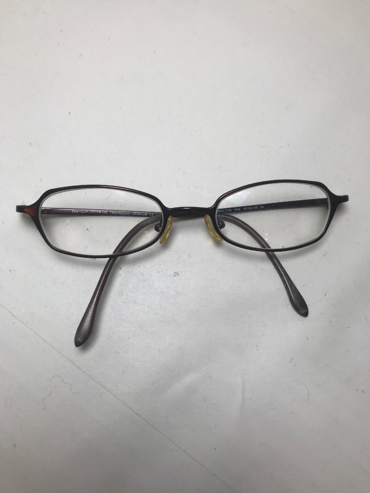 Easy Clip Eyeglasses FRAMES ONLY Napoleon 9046 Titanium Burgundy 48[]18 ...