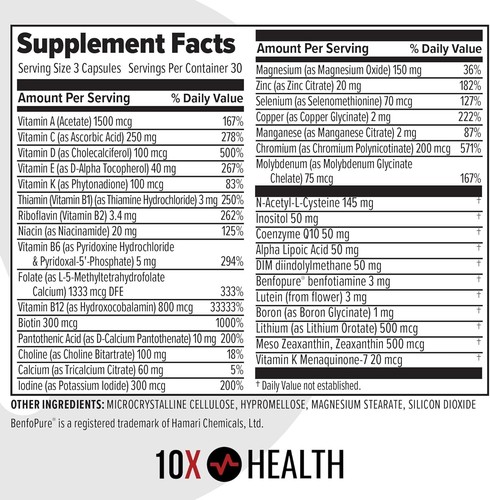 10X Health Optimize Methylated Multivitamin 90 Capsules fast shipping ...