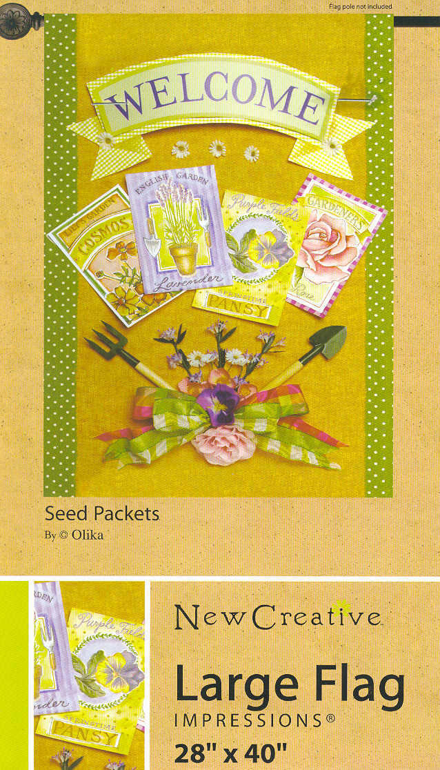 IMPRESSIONS Garden Flag SEED PACKETS Welcome 28 x 40 NEW! | eBay