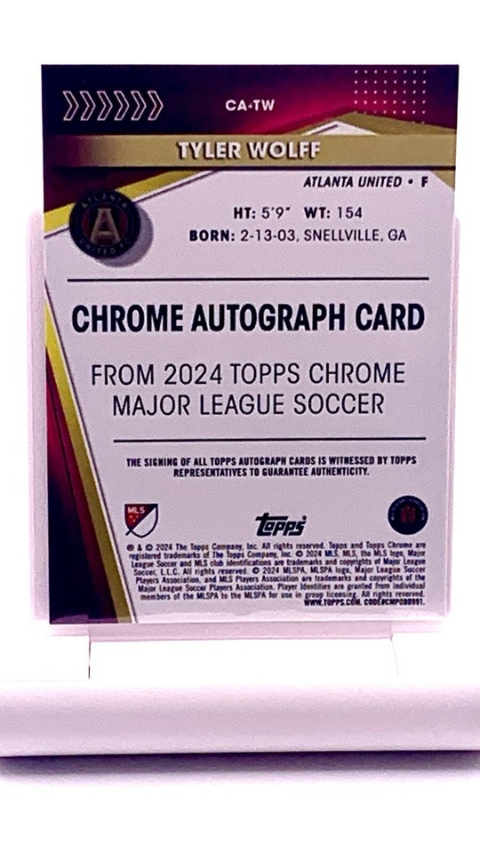 Tyler Wolff 2024 Topps Chrome MLS Auto Atlanta United | eBay
