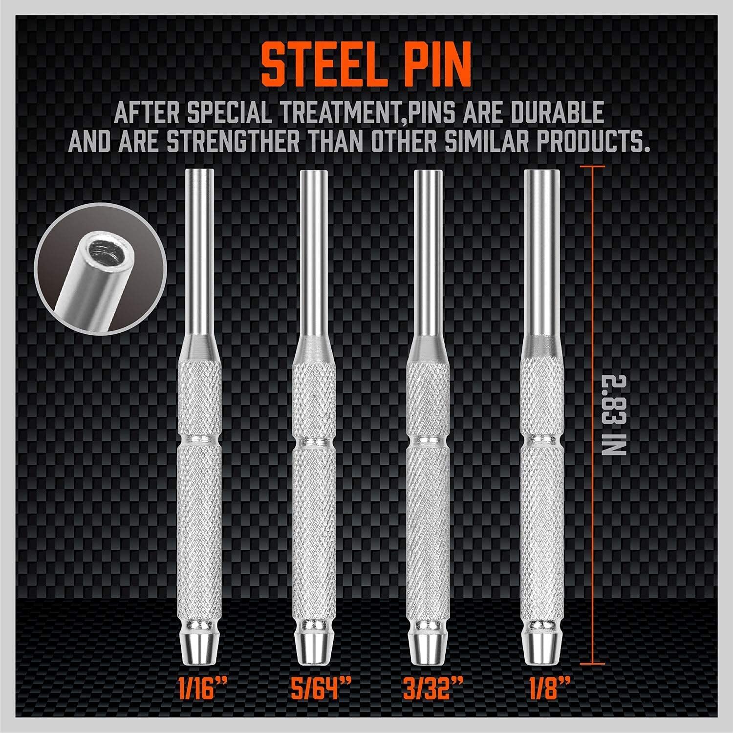 22pcs Pin Punch Set Brass Steel Plastic Punches and Hammer Gunsmith ...