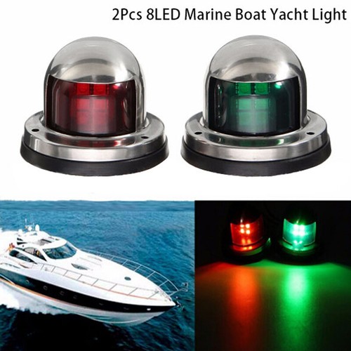 2x Marine Boat Stainless Steel Red&Green LED Navigation Signal Light ...