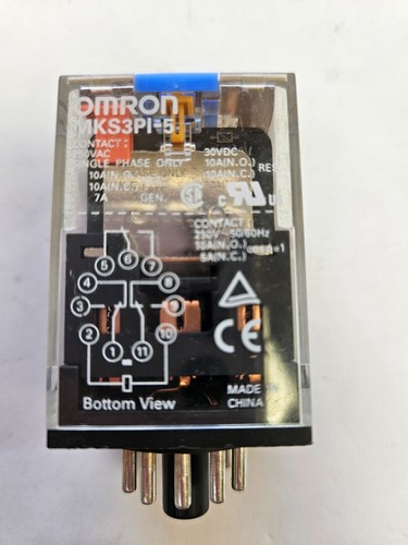 OMRON OCTAL 11 PIN RELAY 110V COIL 3PDT 10A NON LATCHING MKS3PIN-5 C110 ...