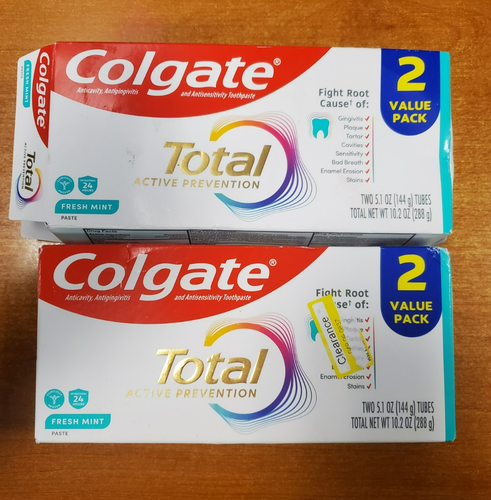 2 Packs of 2: Colgate Total Fresh Mint Toothpaste 5.1 oz. ea. Exp 11/26 ...