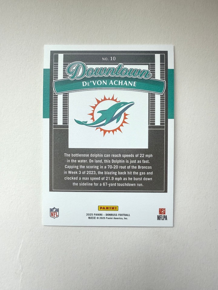 2025 Donruss Football Devon Achane Downtown Miami Dolphins #10 | eBay