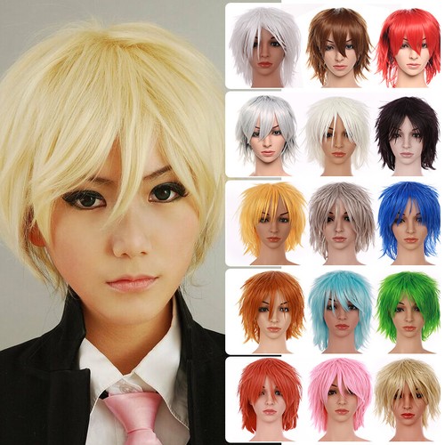 Cool Short Hair Full Wigs Multi-color Cosplay Costume Fashion Anime ...