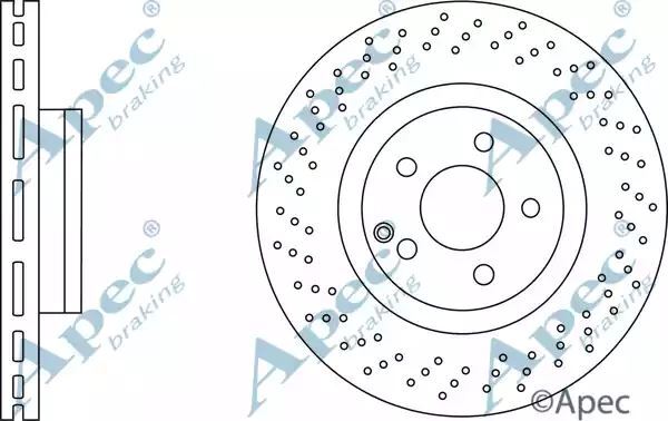 Brake Disc Pair Coated Perforated Vented Front APEC DSK2877 Replaces ...