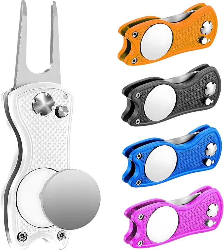 Folding Golf Divot Tool Multifunctional w/ Quick Release, Magnetic Ball ...