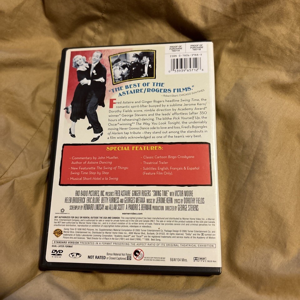 Swing Time (DVD, 1936, Full Screen) Fred Astaire & Ginger Rogers ...