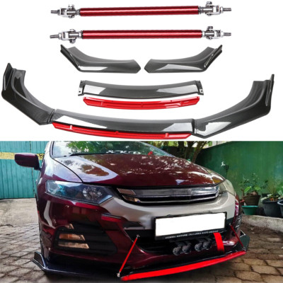 Front Bumper Splitter Spoiler Body Kit Carbon Fiber Rods For Honda ...