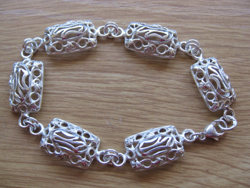 Sterling Silver 925 Polish Hallmarks Stylish Modernist Panel Bracelet 7 ...