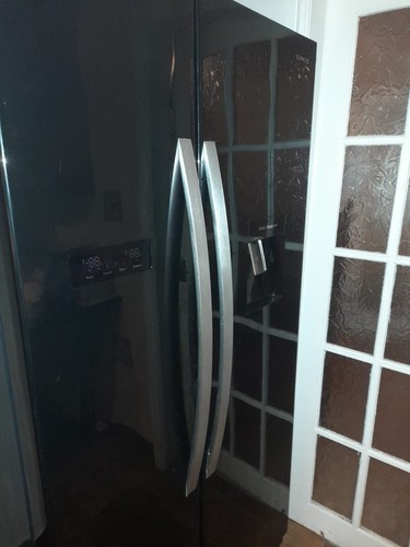 American fridge freezer, with water dispenser, gloss black, two door ...