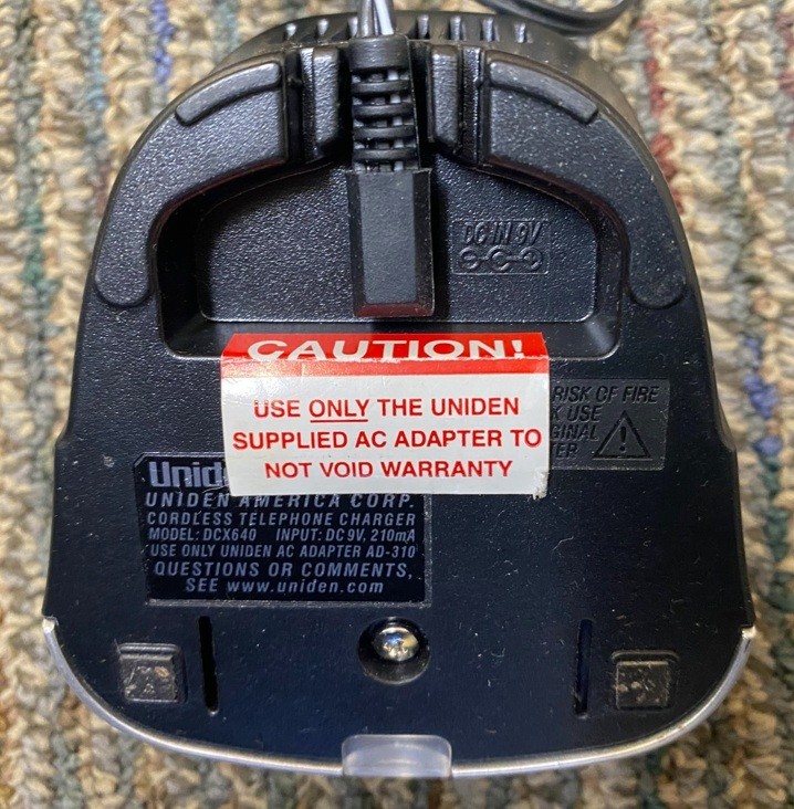 Uniden Cordless Telephone Charger Base DCX640 9V Input With AD-310 Plug ...