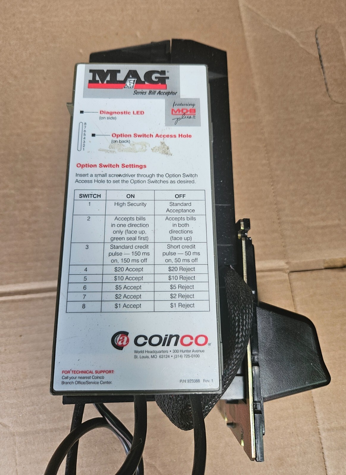 Coinco MAG50B Bill Acceptor Validator dual MDB & 117v Intereface | eBay