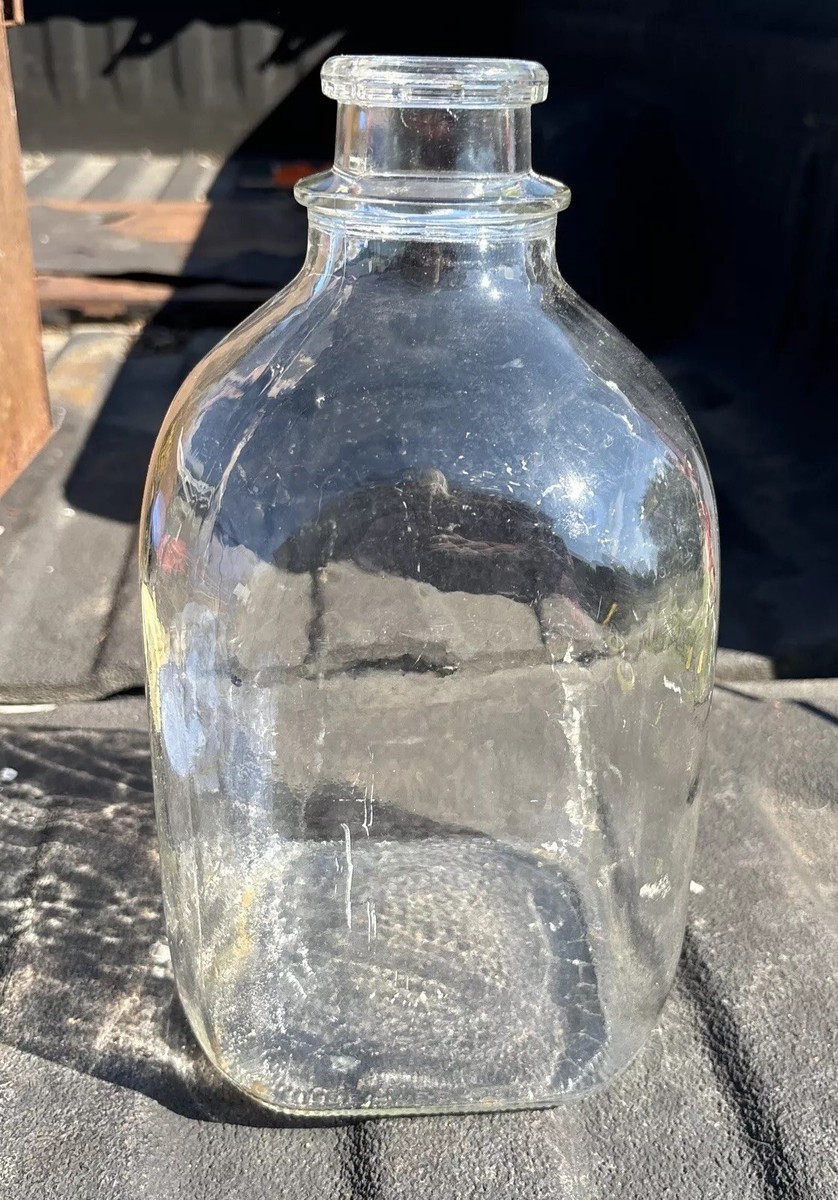 Empty Glass Milk Jug 230ml Clear Glass Milk Bottle With 48mm Black