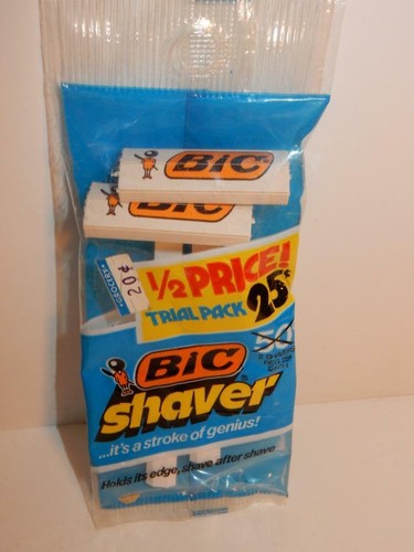 VINTAGE NOS BIC SHAVER SAFETY RAZOR SEALED NEW NOS 80s TRIAL PACK BIC ...