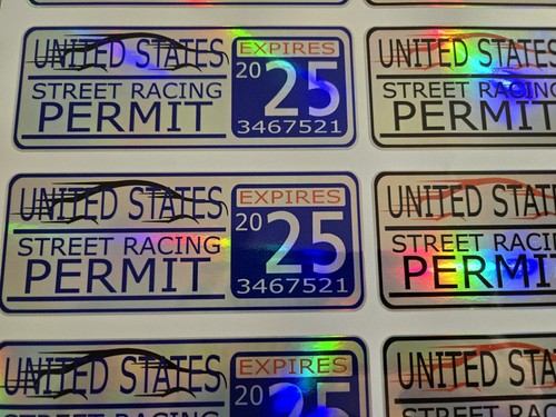 (2) Holographic Vinyl Decals - US Street Racing Permit - Funny JDM *NOT ...