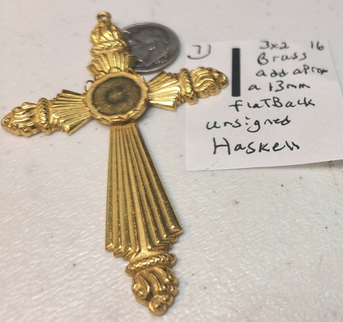 Vtg Mostly Miriam Haskell Cross Necklace Pendant Filigree Jewelry ...