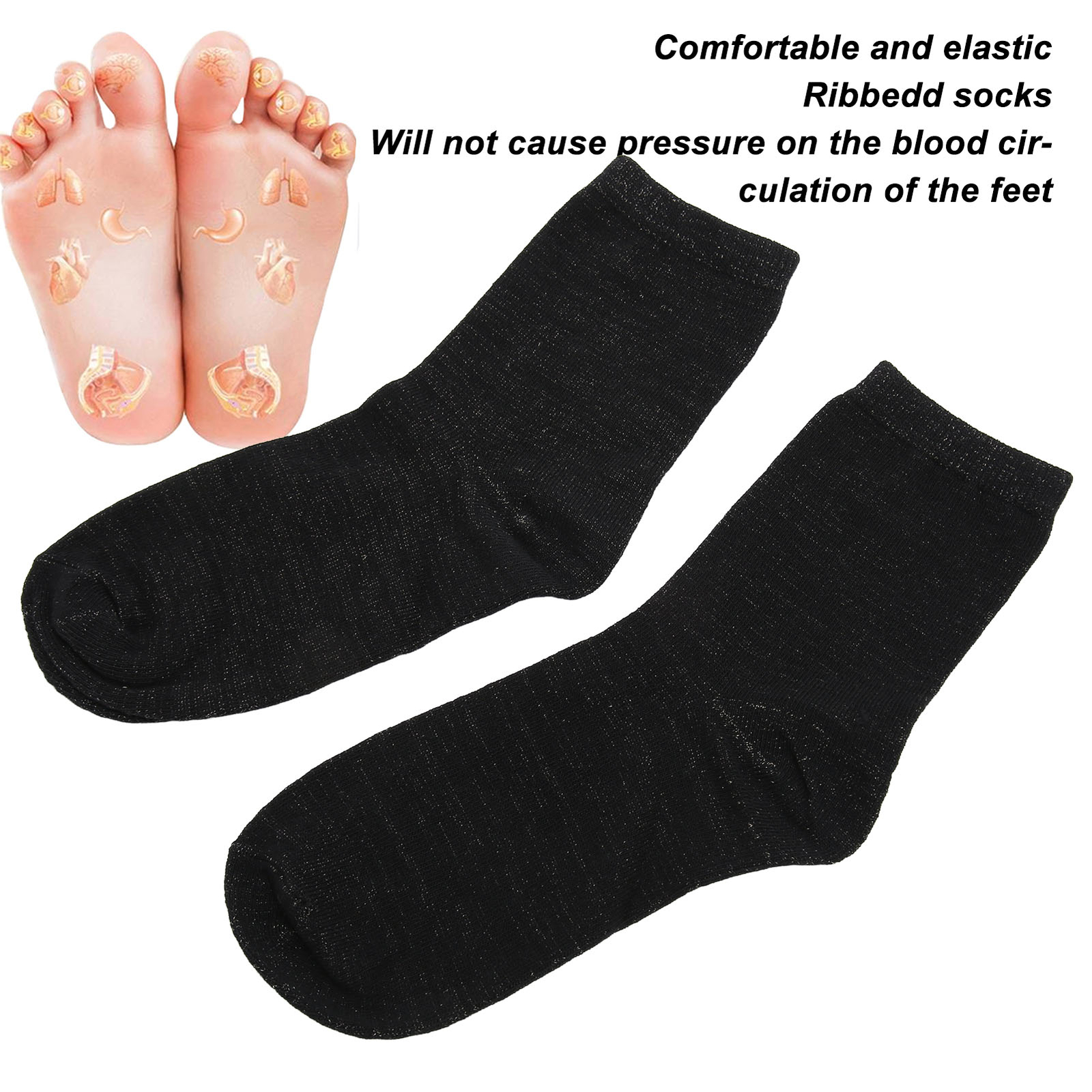 Deodorant Sock Breathable Silver Fiber Ribbed Elastic Odor Resistant ...