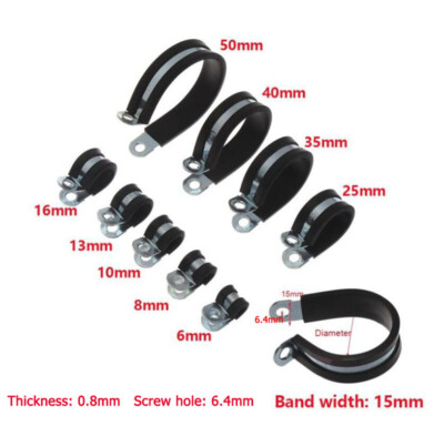 6mm - 50mm Rubber Clamp Rubber Strip Cable Fasteners Lining P-clip ...