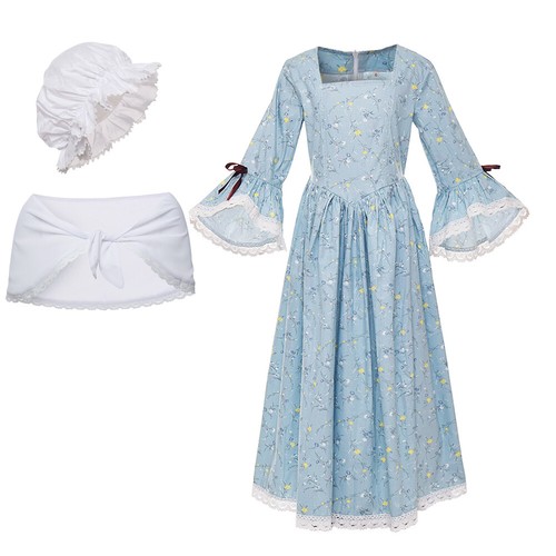 Reenactment Girl's Colonial Kids Costume Pioneer Dress Puritan Skirt ...