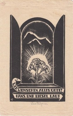 Gute Wünsche Linolschnitt Leo Tilgner 1892-1971 Strahlende Blume | eBay.de