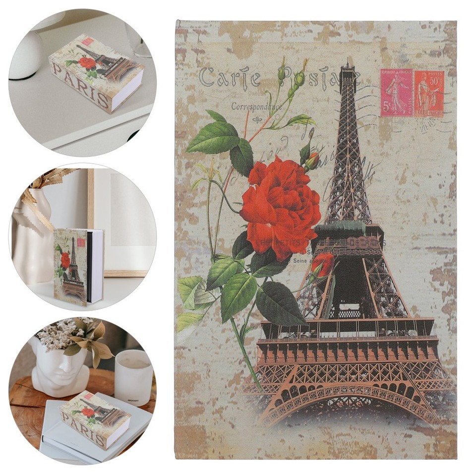 Hidden Metal Safe Box Book Shape Container with Eiffel Tower Design ...