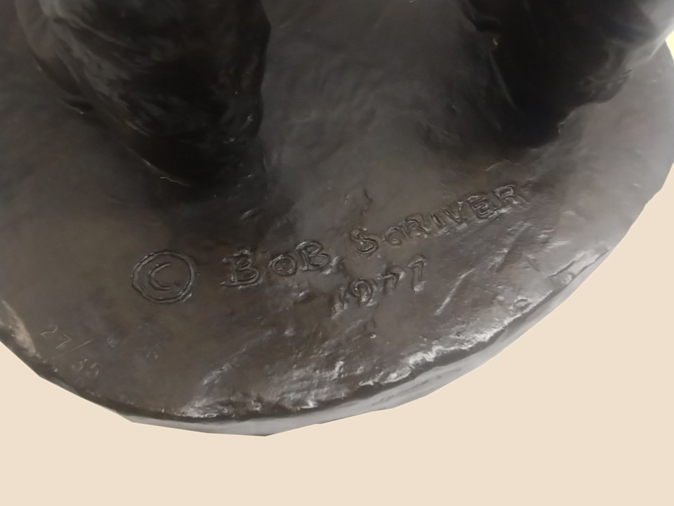 1977 BOB SCRIVER Bronze Sculpture of C M RUSSELL "The Cowboy Artist" LE ...