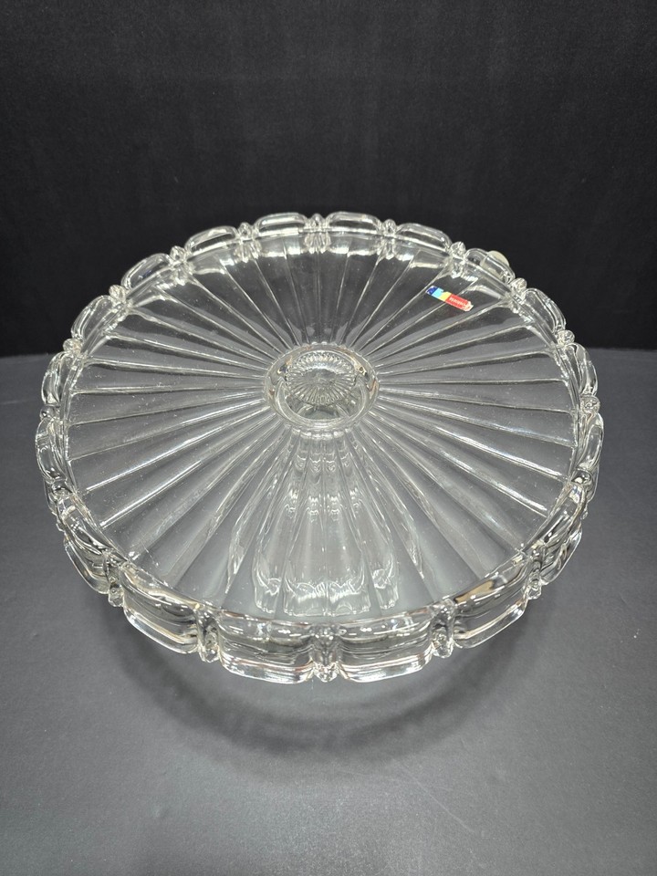 MID CENTURY~ FOSTORIA COIN DOT PEDESTAL CAKE STAND CIRCA 1963~6 7/8 ...