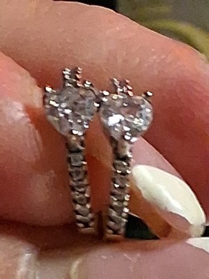 New 100% Authentic PANDORA 925 Ale Sparkling Heart Hoop Earrings ...