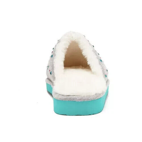 Justice Girls Slip On Scuff Slippers Size 2-3 Gray And Teal ...