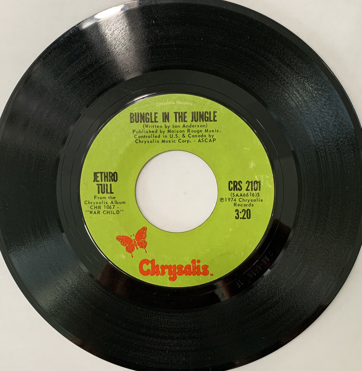 45 rpm Vintage 7” Vinyl Single Hit Record Jethro Tull - Bungle In The ...