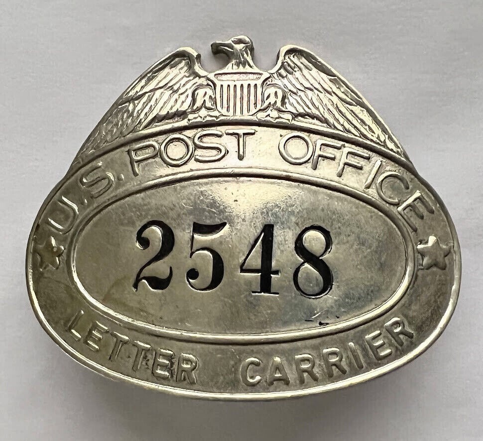 Vintage Mid-Century US POST OFFICE LETTER CARRIER Silver Pinback Badge ...