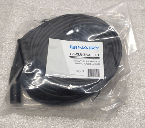 Genuine Binary B6-XLR-3FM-50FT 3P XLR Female to Male Cable - 50 ft ...