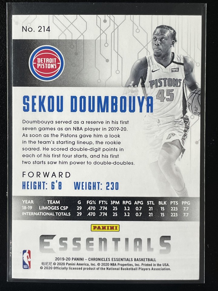 2019-20 Panini Chronicles #214 Sekou Doumbouya Green Essentials RC ...