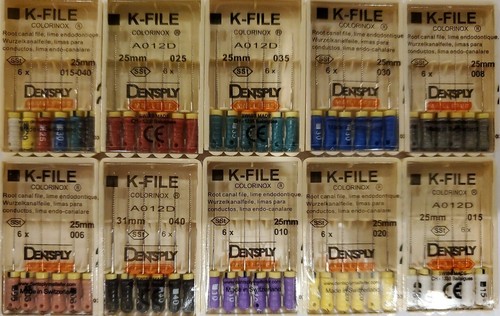 Dentsply Maillefer K-File Endodontic Dental Files 10 Packs any size 25 ...