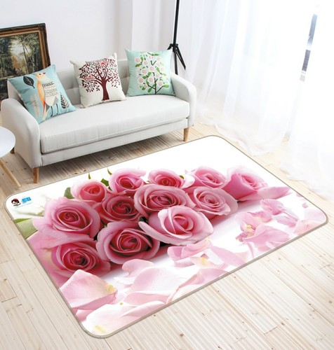 3D Pink Bouquet Roses NAO1830 Game Rug Mat Elegant Photo Carpet Mat Fay ...